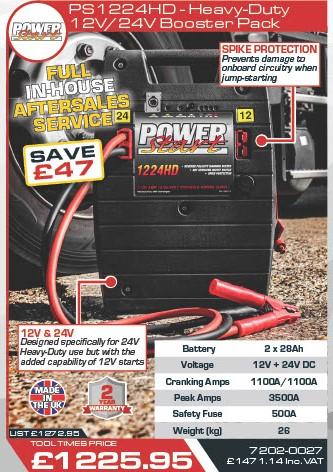 POWERSTART 1224HD Booster Pack 12V & 24V 7202-0027 - Garage Diagnostic ...